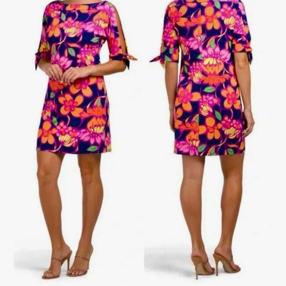 Trina Turk | Dresses | Trina Trina Turk Navy Tropical Floral Knit Mini ...